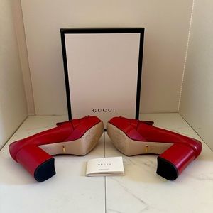 Gucci | Shoes | Authentic Gucci Leather Hibiscus Red Marmont Platform ...